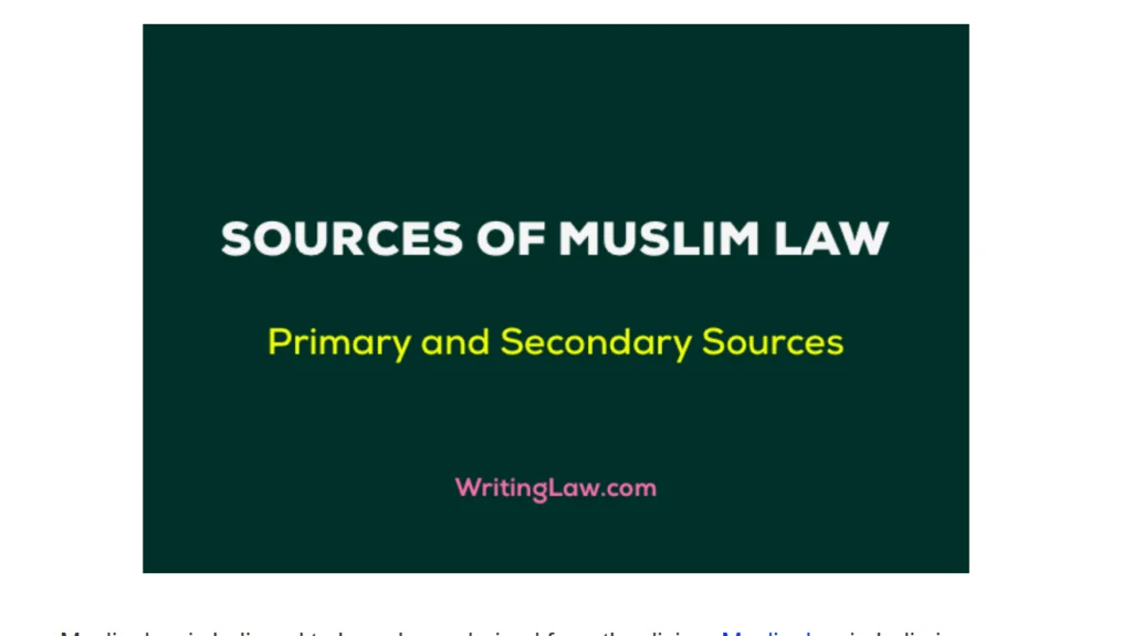 Sources of Muslim Law: A Detailed Exploration